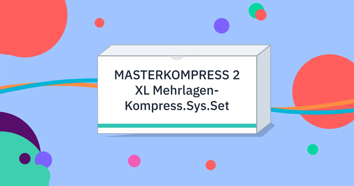 Symbolbild: Packung mit der Aufschrift MASTERKOMPRESS 2 XL Mehrlagen-Kompress.Sys.Set (PZN 19461330) – Verfügbarkeit und Bezug in Apotheken in Frankfurt am Main