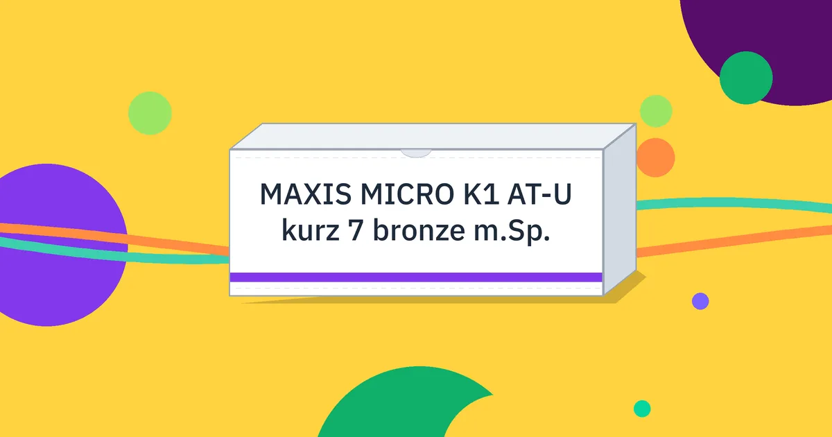 Symbolbild: Packung mit der Aufschrift MAXIS MICRO K1 AT-U kurz 7 bronze m.Sp. (PZN 17671916) – Verfügbarkeit und Bezug in Apotheken in Frankfurt am Main
