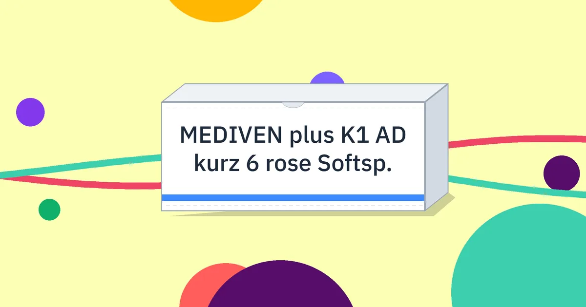 Symbolbild: Packung mit der Aufschrift MEDIVEN plus K1 AD kurz 6 rose Softsp. (PZN 15044316) – Verfügbarkeit und Bezug in Apotheken in Frankfurt am Main