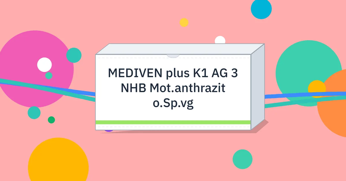 Symbolbild: Packung mit der Aufschrift MEDIVEN plus K1 AG 3 NHB Mot.anthrazit o.Sp.vg (PZN 15914987) – Verfügbarkeit und Bezug in Apotheken in Frankfurt am Main