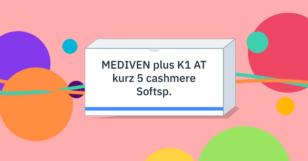 Symbolbild: Packung mit der Aufschrift MEDIVEN plus K1 AT kurz 5 cashmere Softsp. (PZN 15026502) – Verfügbarkeit und Bezug in Apotheken in Frankfurt am Main