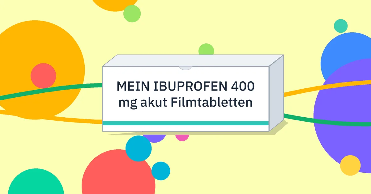 Symbolbild: Packung mit der Aufschrift MEIN IBUPROFEN 400 mg akut Filmtabletten (PZN 09531041) – Verfügbarkeit und Bezug in Apotheken in Frankfurt am Main