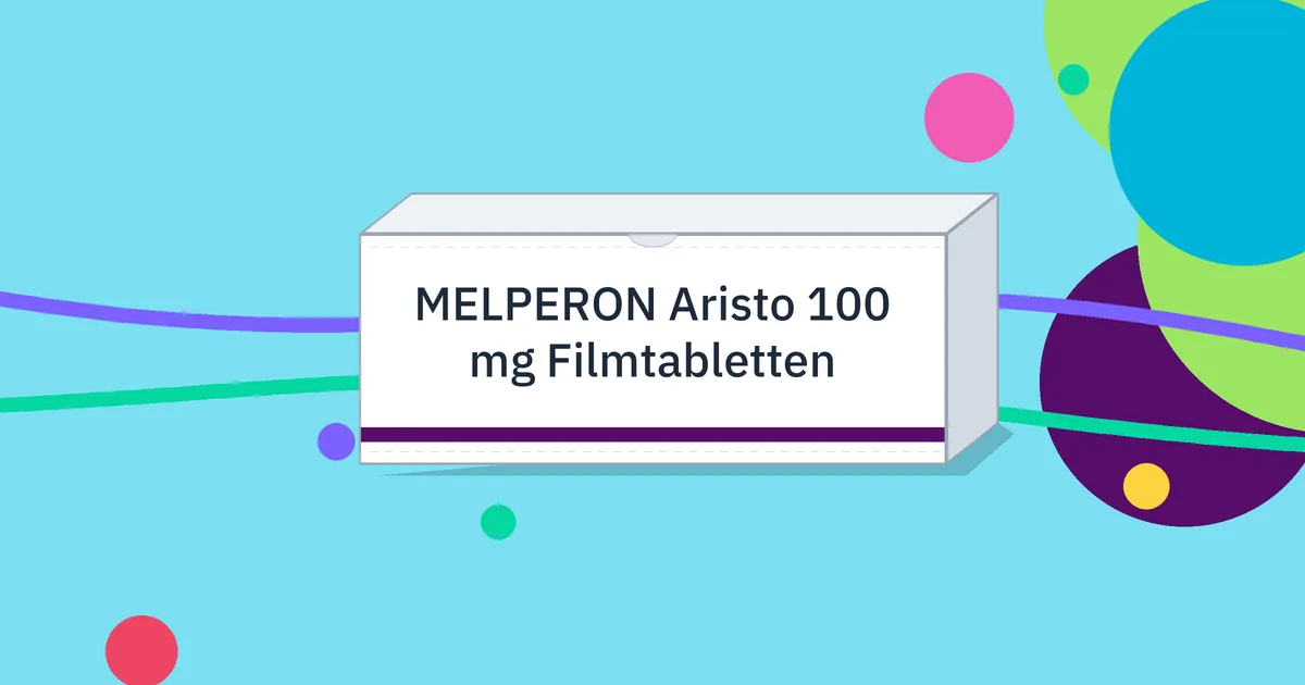 Symbolbild: Packung mit der Aufschrift MELPERON Aristo 100 mg Filmtabletten (PZN 09491436) – Verfügbarkeit und Bezug in Apotheken in Frankfurt am Main