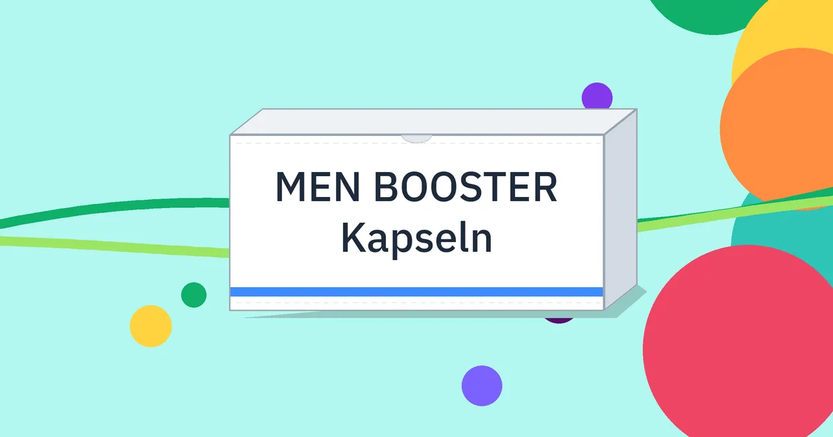 Symbolbild: Packung mit der Aufschrift MEN BOOSTER Kapseln (PZN 20512877) – Verfügbarkeit und Bezug in Apotheken in Frankfurt am Main