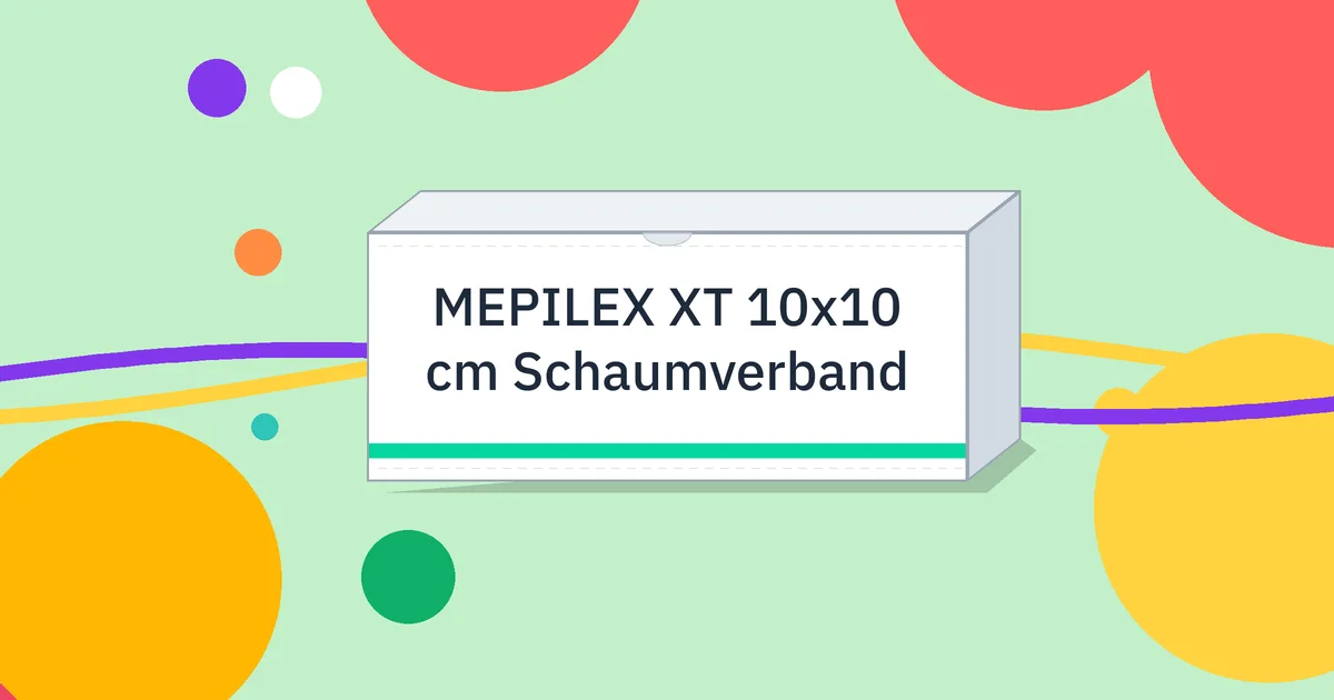 Symbolbild: Packung mit der Aufschrift MEPILEX XT 10x10 cm Schaumverband (PZN 18788885) – Verfügbarkeit und Bezug in Apotheken in Frankfurt am Main