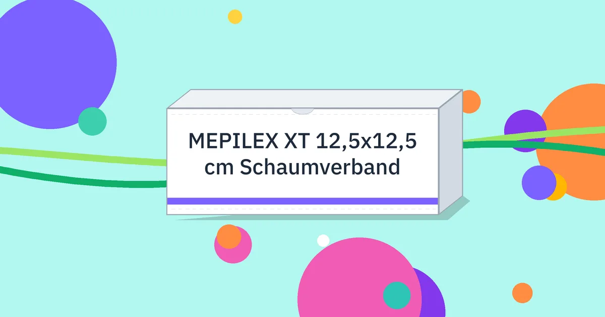 Symbolbild: Packung mit der Aufschrift MEPILEX XT 12,5x12,5 cm Schaumverband (PZN 01295902) – Verfügbarkeit und Bezug in Apotheken in Frankfurt am Main