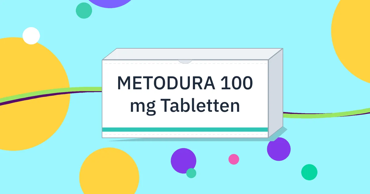 Symbolbild: Packung mit der Aufschrift METODURA 100 mg Tabletten (PZN 04804936) – Verfügbarkeit und Bezug in Apotheken in Frankfurt am Main