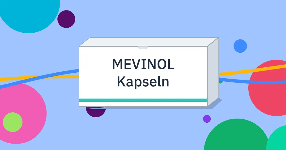Symbolbild: Packung mit der Aufschrift MEVINOL Kapseln (PZN 12554212) – Verfügbarkeit und Bezug in Apotheken in Frankfurt am Main