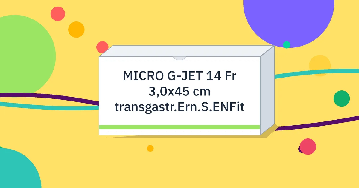Symbolbild: Packung mit der Aufschrift MICRO G-JET 14 Fr 3,0x45 cm transgastr.Ern.S.ENFit (PZN 17818733) – Verfügbarkeit und Bezug in Apotheken in Frankfurt am Main