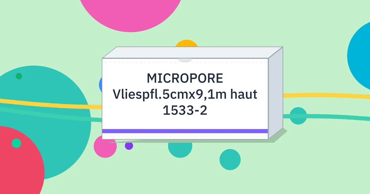 Symbolbild: Packung mit der Aufschrift MICROPORE Vliespfl.5cmx9,1m haut 1533-2 (PZN 09313887) – Verfügbarkeit und Bezug in Apotheken in Frankfurt am Main