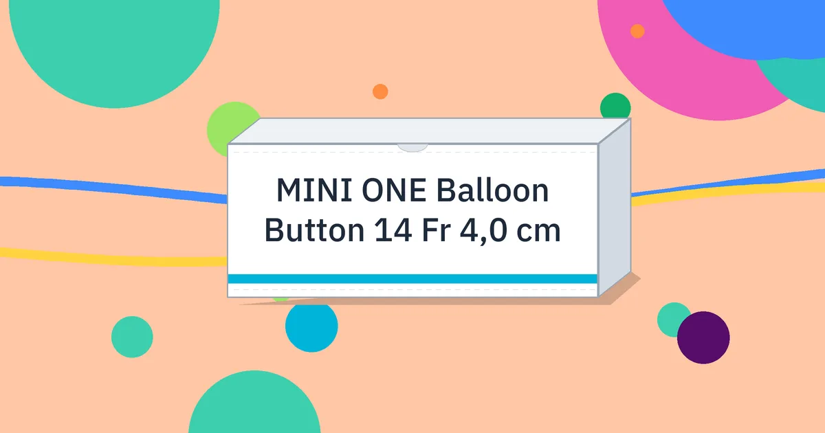 Symbolbild: Packung mit der Aufschrift MINI ONE Balloon Button 14 Fr 4,0 cm (PZN 14341957) – Verfügbarkeit und Bezug in Apotheken in Frankfurt am Main