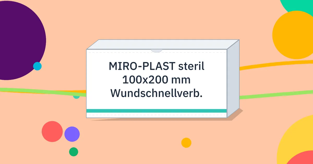 Symbolbild: Packung mit der Aufschrift MIRO-PLAST steril 100x200 mm Wundschnellverb. (PZN 15862658) – Verfügbarkeit und Bezug in Apotheken in Frankfurt am Main