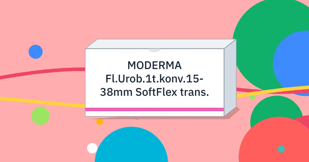 Symbolbild: Packung mit der Aufschrift MODERMA Fl.Urob.1t.konv.15-38mm SoftFlex trans. (PZN 15324263) – Verfügbarkeit und Bezug in Apotheken in Frankfurt am Main