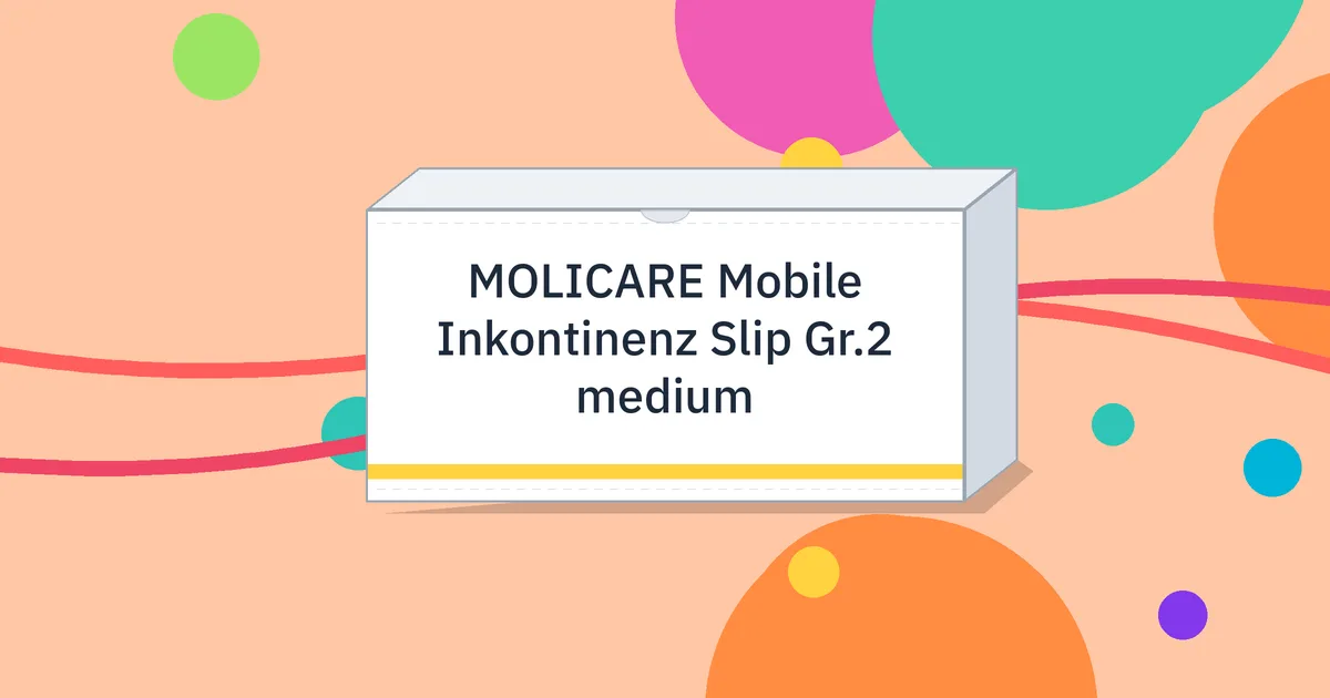 Symbolbild: Packung mit der Aufschrift MOLICARE Mobile Inkontinenz Slip Gr.2 medium (PZN 10792657) – Verfügbarkeit und Bezug in Apotheken in Frankfurt am Main