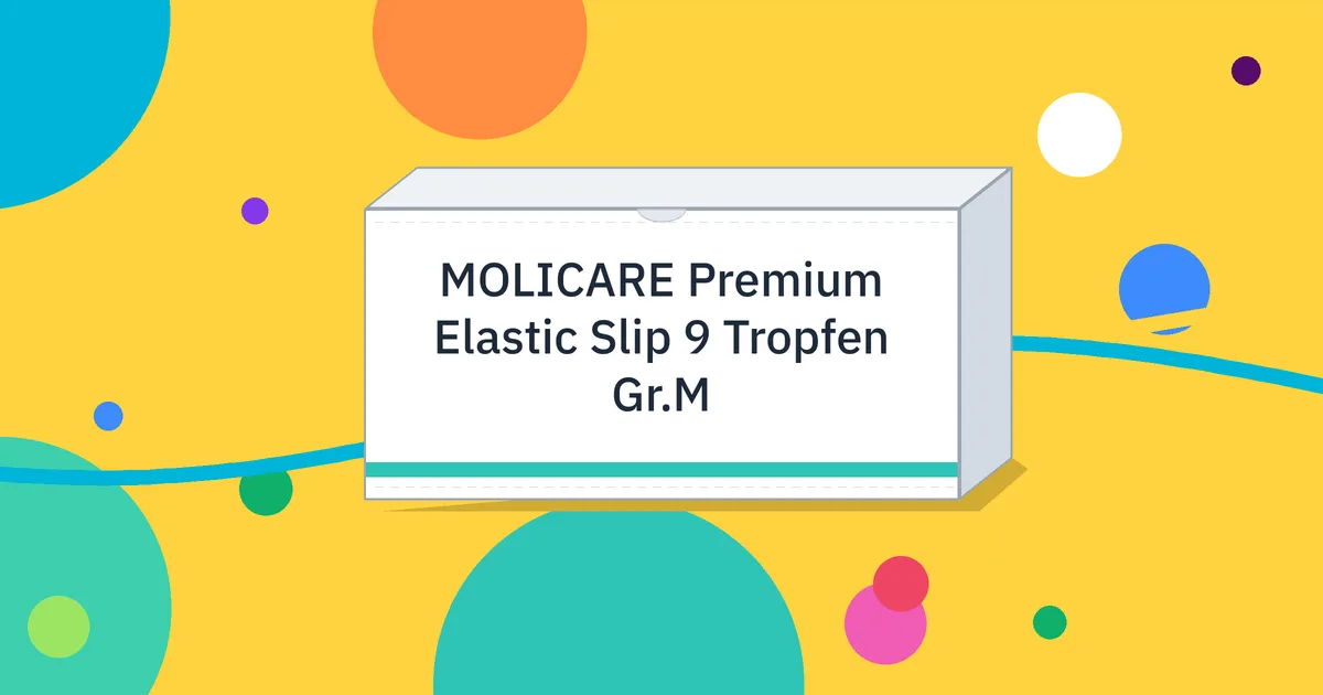 Symbolbild: Packung mit der Aufschrift MOLICARE Premium Elastic Slip 9 Tropfen Gr.M (PZN 15783924) – Verfügbarkeit und Bezug in Apotheken in Frankfurt am Main