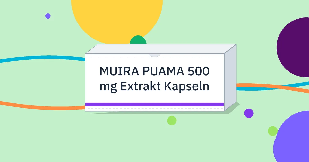 Symbolbild: Packung mit der Aufschrift MUIRA PUAMA 500 mg Extrakt Kapseln (PZN 12414043) – Verfügbarkeit und Bezug in Apotheken in Frankfurt am Main