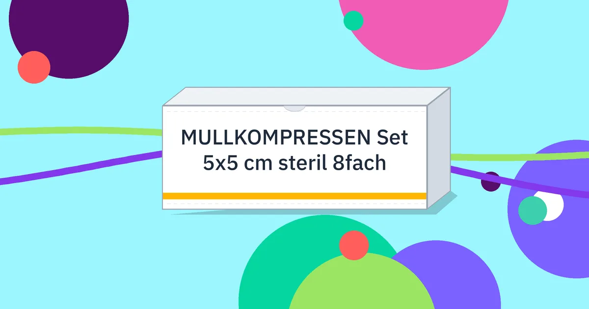Symbolbild: Packung mit der Aufschrift MULLKOMPRESSEN Set 5x5 cm steril 8fach (PZN 05016313) – Verfügbarkeit und Bezug in Apotheken in Frankfurt am Main