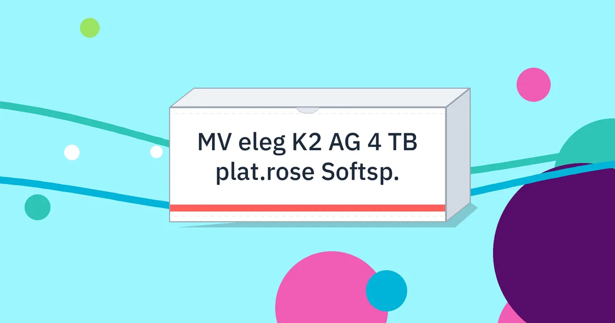 Symbolbild: Packung mit der Aufschrift MV eleg K2 AG 4 TB plat.rose Softsp. (PZN 14698808) – Verfügbarkeit und Bezug in Apotheken in Frankfurt am Main