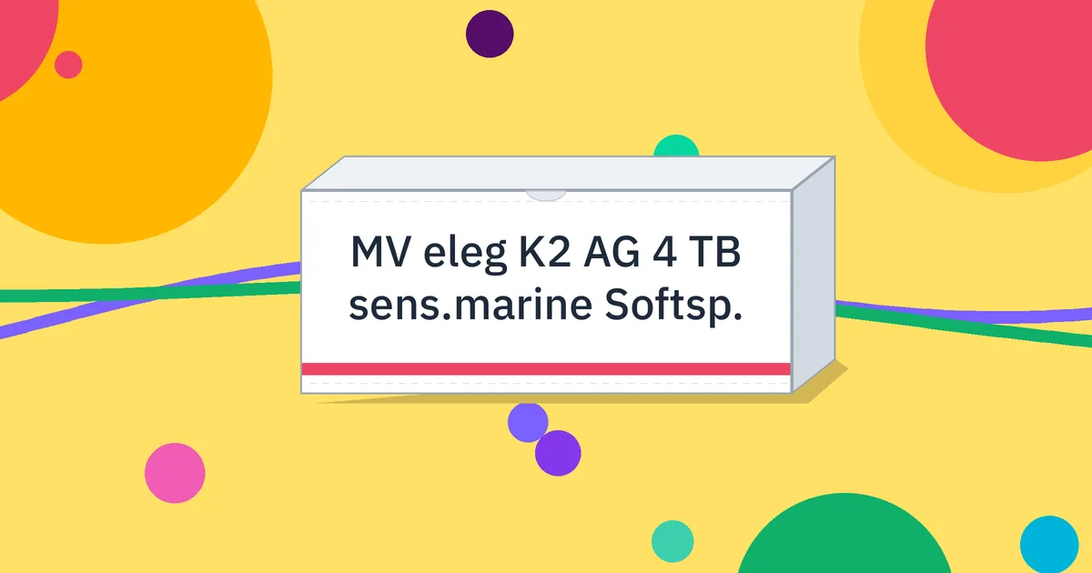 Symbolbild: Packung mit der Aufschrift MV eleg K2 AG 4 TB sens.marine Softsp. (PZN 14611204) – Verfügbarkeit und Bezug in Apotheken in Frankfurt am Main