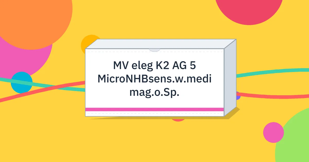 Symbolbild: Packung mit der Aufschrift MV eleg K2 AG 5 MicroNHBsens.w.medi mag.o.Sp. (PZN 15725252) – Verfügbarkeit und Bezug in Apotheken in Frankfurt am Main
