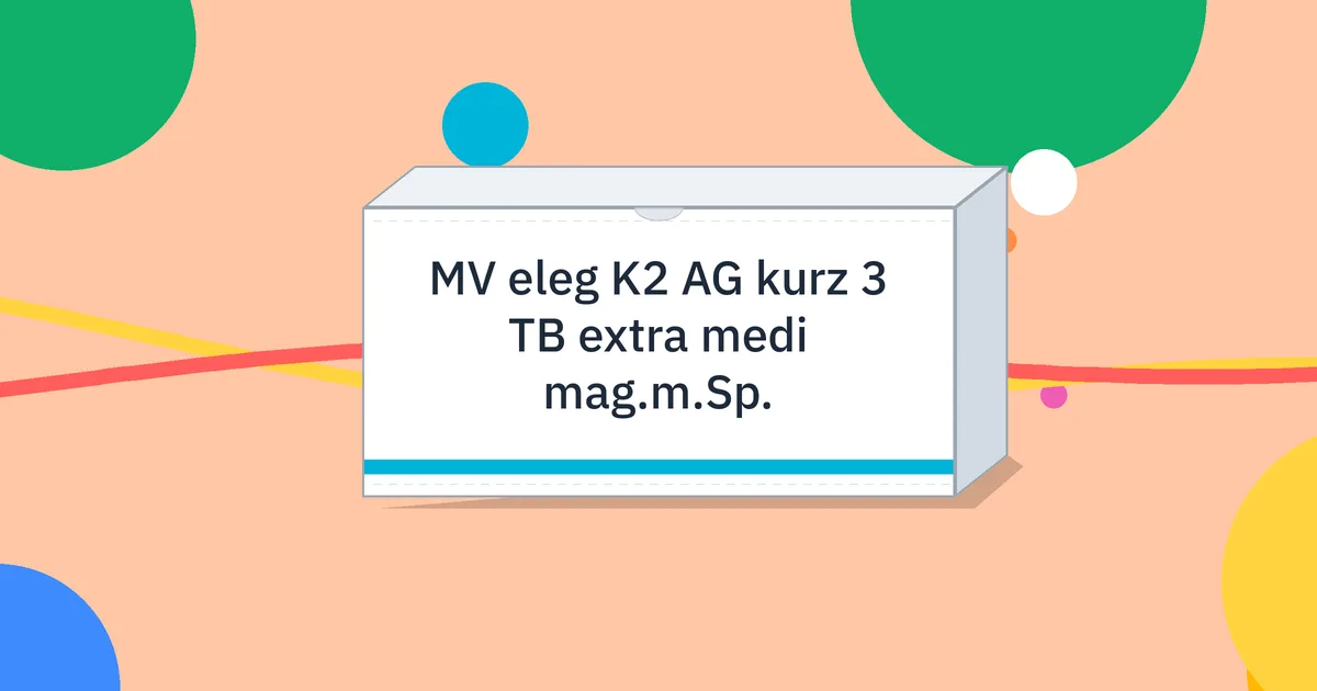 Symbolbild: Packung mit der Aufschrift MV eleg K2 AG kurz 3 TB extra medi mag.m.Sp. (PZN 14635831) – Verfügbarkeit und Bezug in Apotheken in Frankfurt am Main