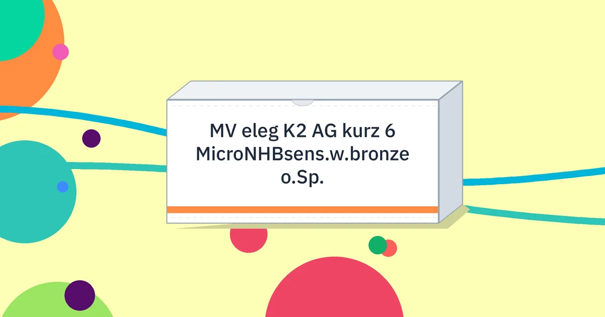 Symbolbild: Packung mit der Aufschrift MV eleg K2 AG kurz 6 MicroNHBsens.w.bronze o.Sp. (PZN 15711333) – Verfügbarkeit und Bezug in Apotheken in Frankfurt am Main
