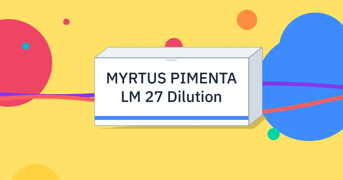 Symbolbild: Packung mit der Aufschrift MYRTUS PIMENTA LM 27 Dilution (PZN 13614637) – Verfügbarkeit und Bezug in Apotheken in Frankfurt am Main