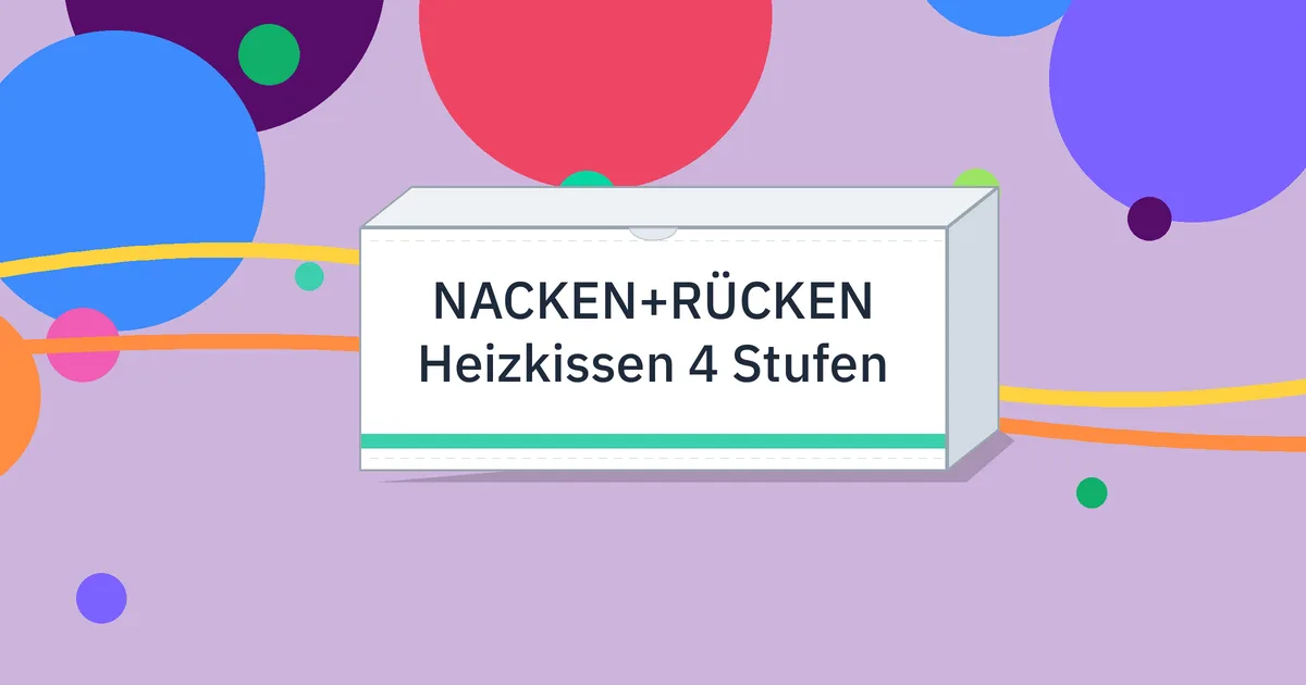 Symbolbild: Packung mit der Aufschrift NACKEN+RÜCKEN Heizkissen 4 Stufen (PZN 09484784) – Verfügbarkeit und Bezug in Apotheken in Frankfurt am Main