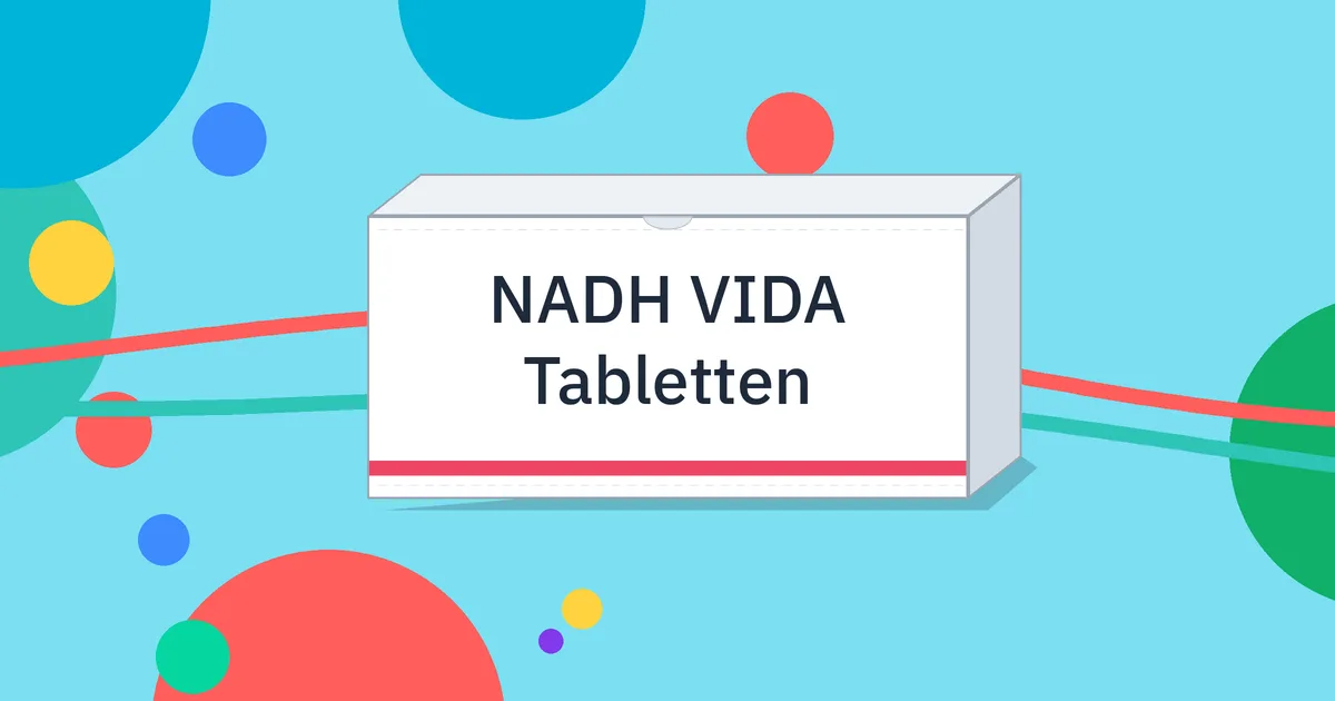 Symbolbild: Packung mit der Aufschrift NADH VIDA Tabletten (PZN 13750352) – Verfügbarkeit und Bezug in Apotheken in Frankfurt am Main