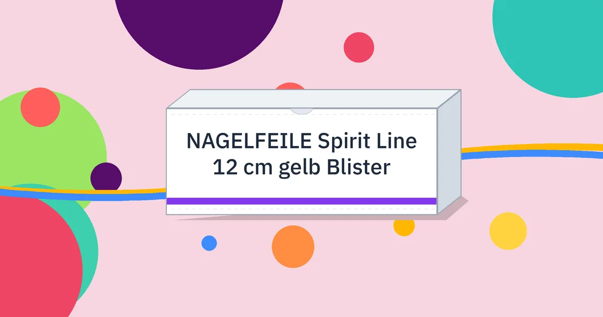 Symbolbild: Packung mit der Aufschrift NAGELFEILE Spirit Line 12 cm gelb Blister (PZN 01579315) – Verfügbarkeit und Bezug in Apotheken in Frankfurt am Main