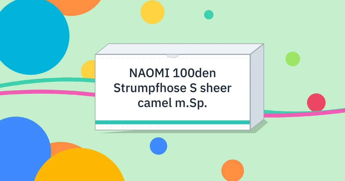 Symbolbild: Packung mit der Aufschrift NAOMI 100den Strumpfhose S sheer camel m.Sp. (PZN 16177456) – Verfügbarkeit und Bezug in Apotheken in Frankfurt am Main