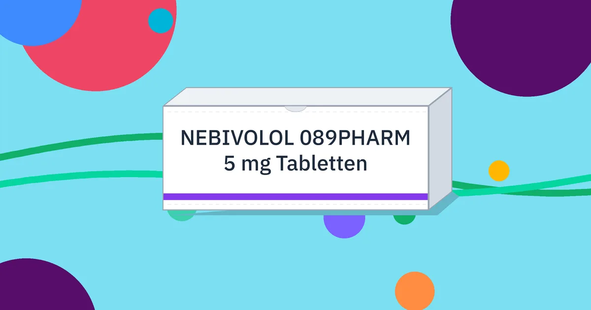 Symbolbild: Packung mit der Aufschrift NEBIVOLOL 089PHARM 5 mg Tabletten (PZN 19997875) – Verfügbarkeit und Bezug in Apotheken in Frankfurt am Main