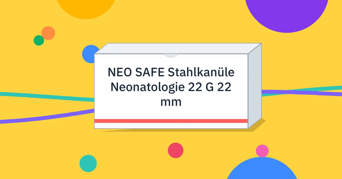 Symbolbild: Packung mit der Aufschrift NEO SAFE Stahlkanüle Neonatologie 22 G 22 mm (PZN 00875810) – Verfügbarkeit und Bezug in Apotheken in Frankfurt am Main