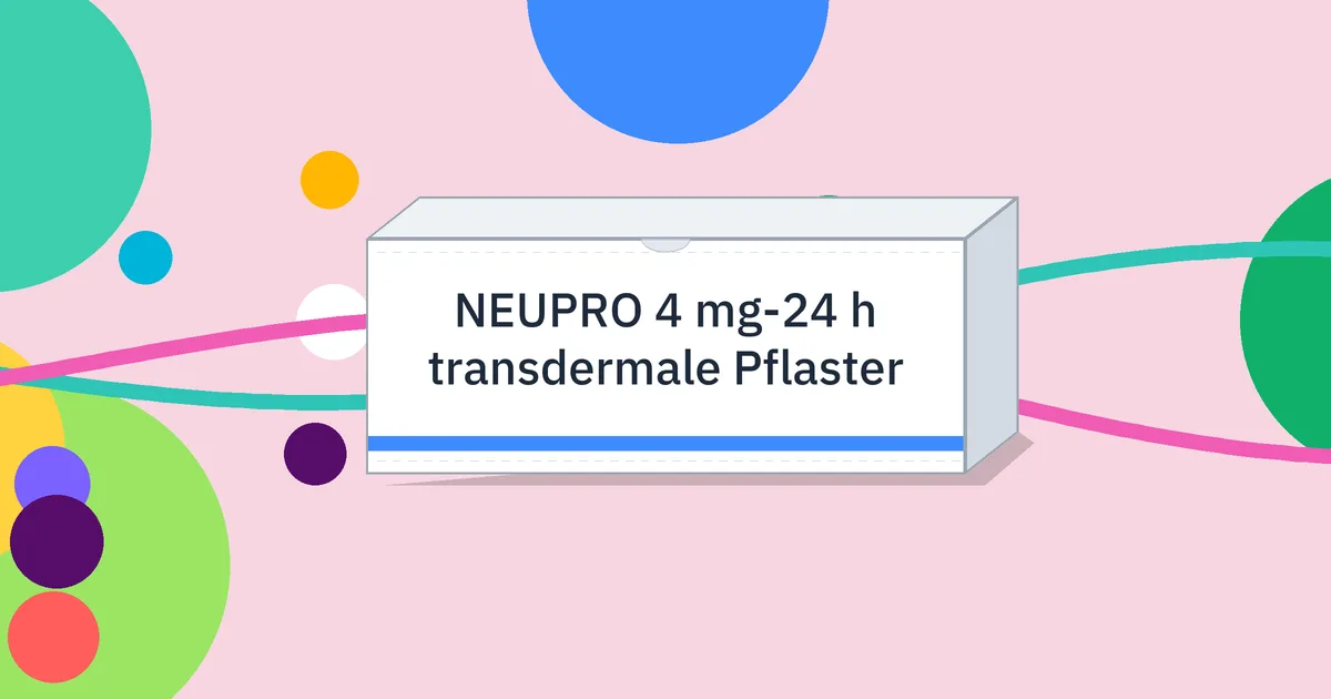 Symbolbild: Packung mit der Aufschrift NEUPRO 4 mg-24 h transdermale Pflaster (PZN 19376340) – Verfügbarkeit und Bezug in Apotheken in Frankfurt am Main