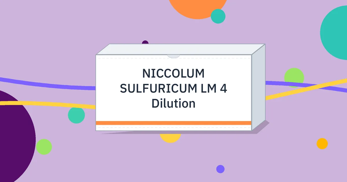 Symbolbild: Packung mit der Aufschrift NICCOLUM SULFURICUM LM 4 Dilution (PZN 12968540) – Verfügbarkeit und Bezug in Apotheken in Frankfurt am Main