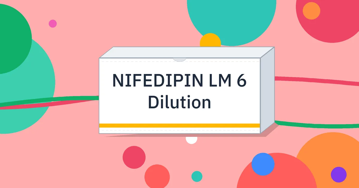 Symbolbild: Packung mit der Aufschrift NIFEDIPIN LM 6 Dilution (PZN 12969479) – Verfügbarkeit und Bezug in Apotheken in Frankfurt am Main