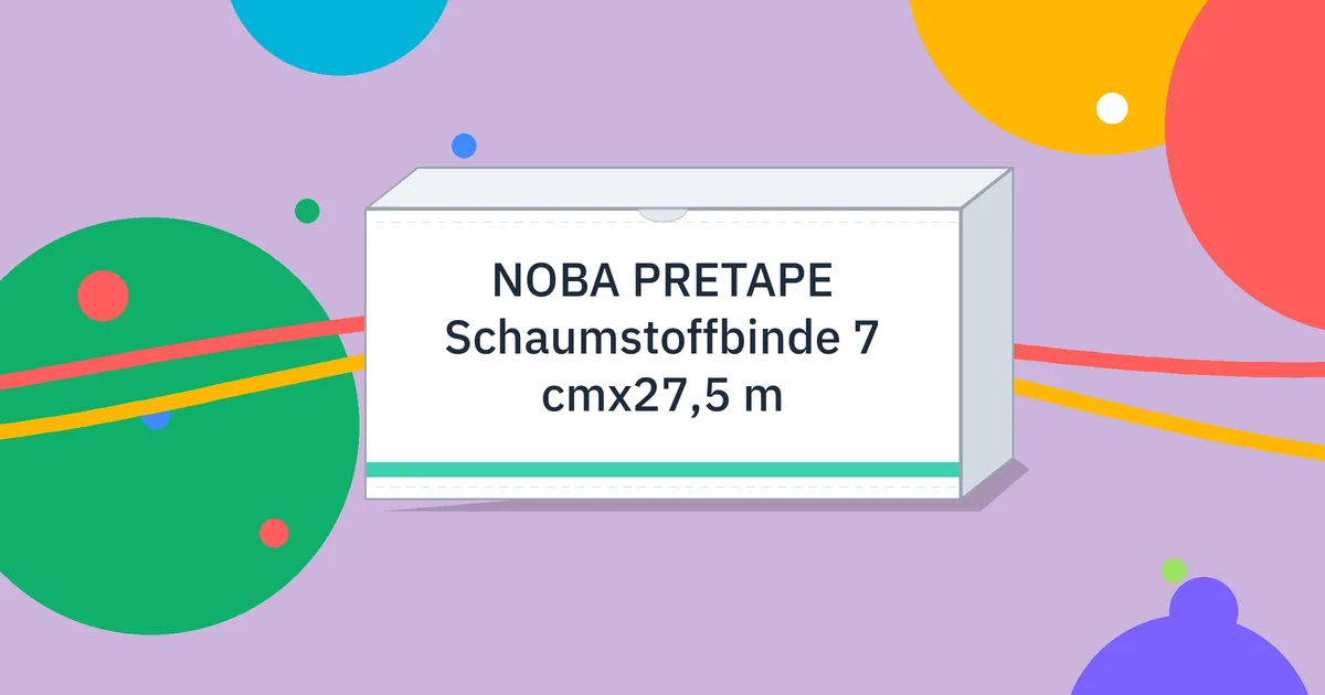 Symbolbild: Packung mit der Aufschrift NOBA PRETAPE Schaumstoffbinde 7 cmx27,5 m (PZN 16027395) – Verfügbarkeit und Bezug in Apotheken in Frankfurt am Main