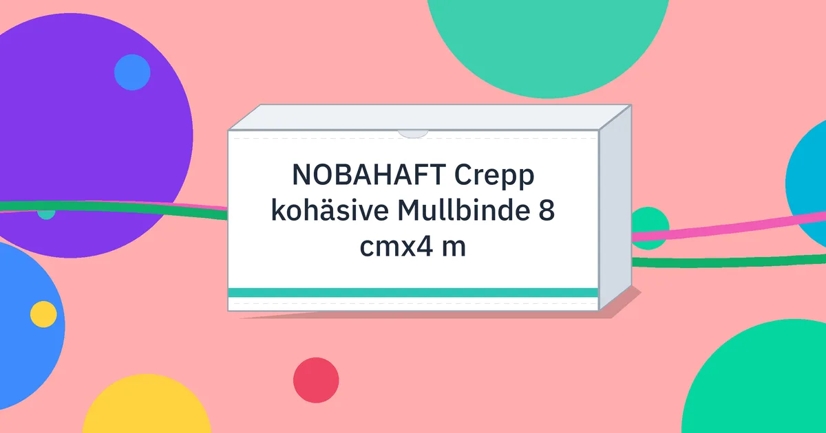 Symbolbild: Packung mit der Aufschrift NOBAHAFT Crepp kohäsive Mullbinde 8 cmx4 m (PZN 16028414) – Verfügbarkeit und Bezug in Apotheken in Frankfurt am Main