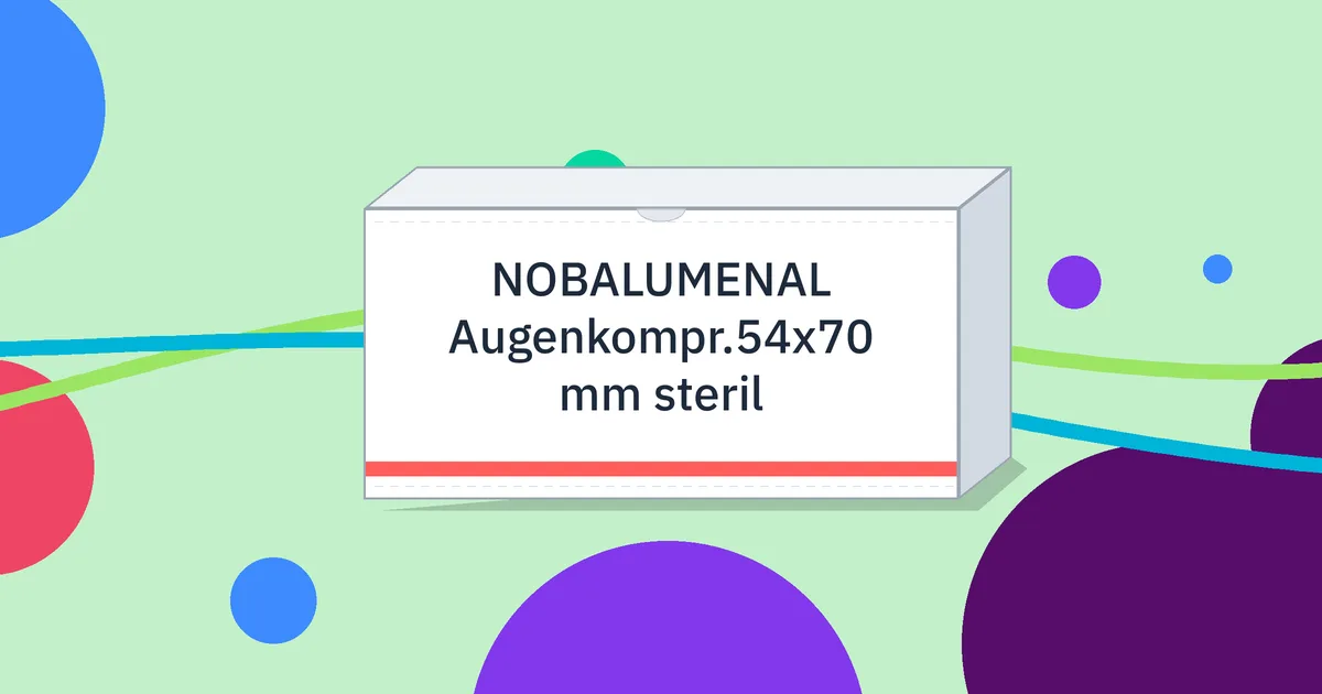 Symbolbild: Packung mit der Aufschrift NOBALUMENAL Augenkompr.54x70 mm steril (PZN 03712480) – Verfügbarkeit und Bezug in Apotheken in Frankfurt am Main