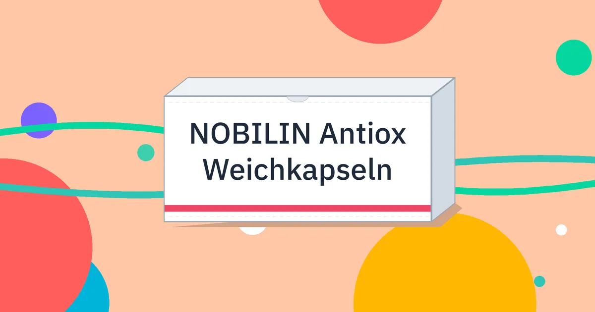 Symbolbild: Packung mit der Aufschrift NOBILIN Antiox Weichkapseln (PZN 19551205) – Verfügbarkeit und Bezug in Apotheken in Frankfurt am Main