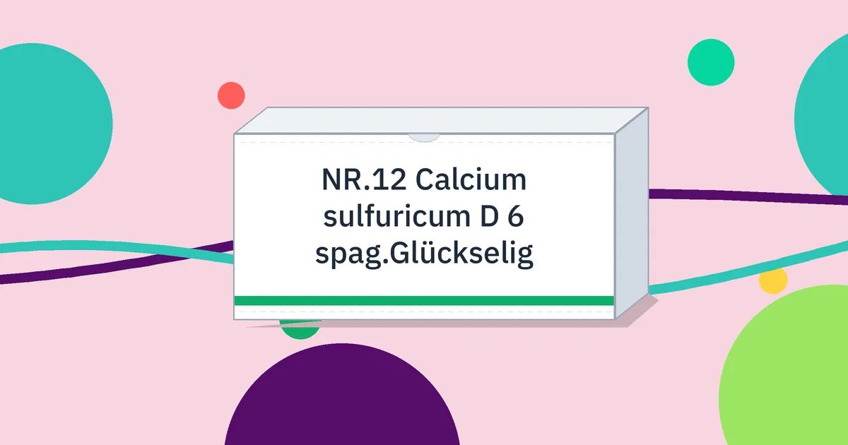 Symbolbild: Packung mit der Aufschrift NR.12 Calcium sulfuricum D 6 spag.Glückselig (PZN 10965980) – Verfügbarkeit und Bezug in Apotheken in Frankfurt am Main