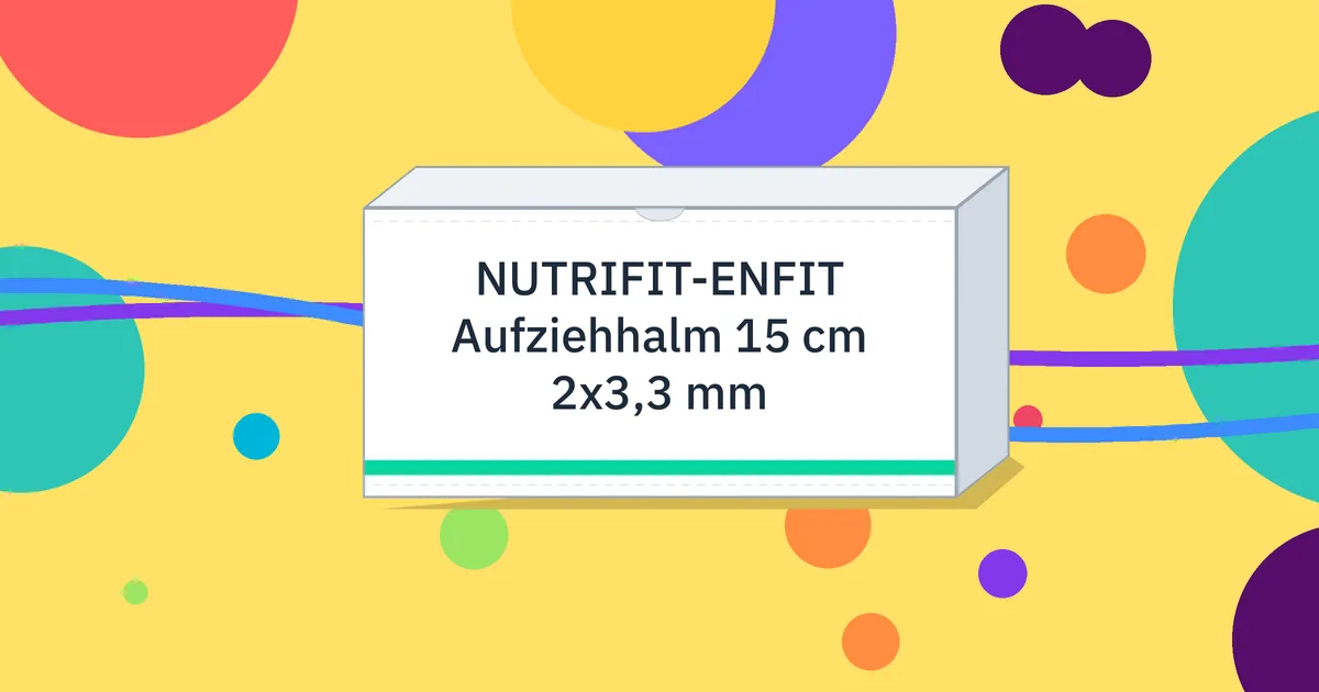 Symbolbild: Packung mit der Aufschrift NUTRIFIT-ENFIT Aufziehhalm 15 cm 2x3,3 mm (PZN 14174502) – Verfügbarkeit und Bezug in Apotheken in Frankfurt am Main