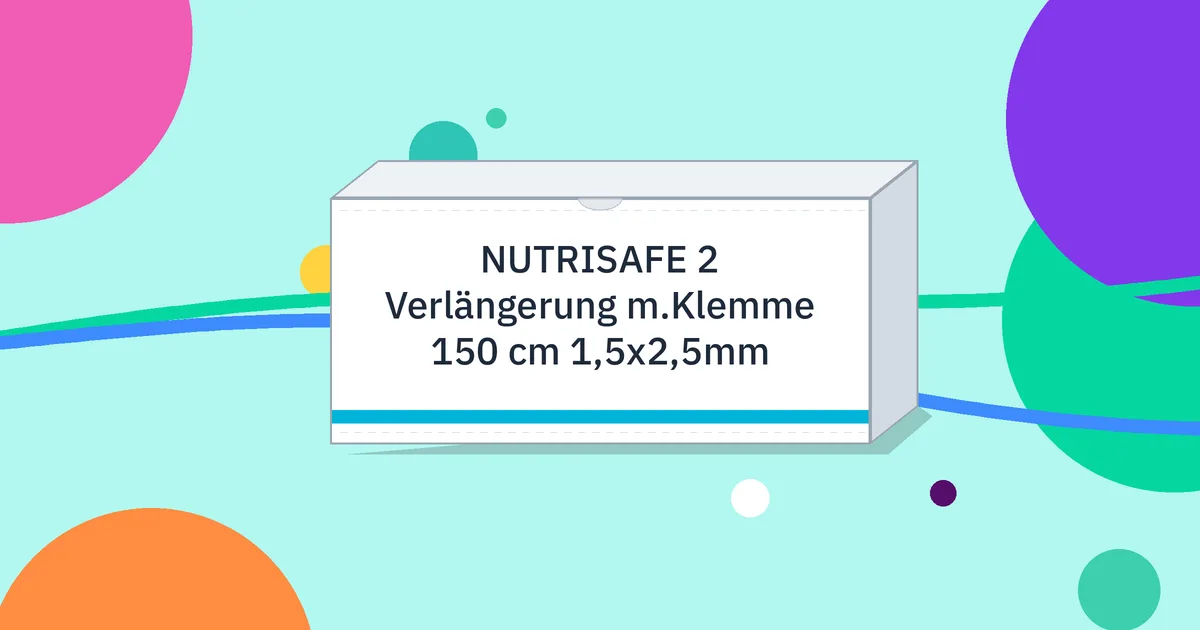 Symbolbild: Packung mit der Aufschrift NUTRISAFE 2 Verlängerung m.Klemme 150 cm 1,5x2,5mm (PZN 17910404) – Verfügbarkeit und Bezug in Apotheken in Frankfurt am Main