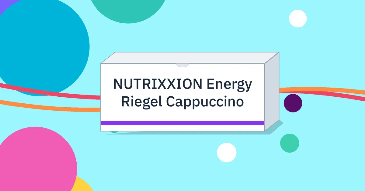 Symbolbild: Packung mit der Aufschrift NUTRIXXION Energy Riegel Cappuccino (PZN 14213001) – Verfügbarkeit und Bezug in Apotheken in Frankfurt am Main