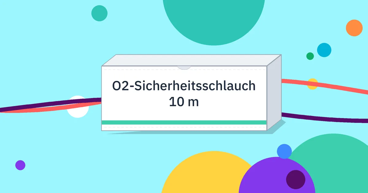 Symbolbild: Packung mit der Aufschrift O2-Sicherheitsschlauch 10 m (PZN 18890595) – Verfügbarkeit und Bezug in Apotheken in Frankfurt am Main