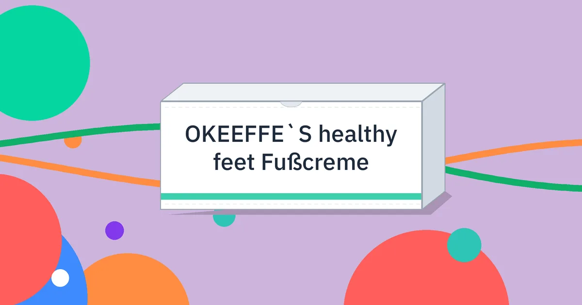 Symbolbild: Packung mit der Aufschrift OKEEFFE`S healthy feet Fußcreme (PZN 15892346) – Verfügbarkeit und Bezug in Apotheken in Frankfurt am Main