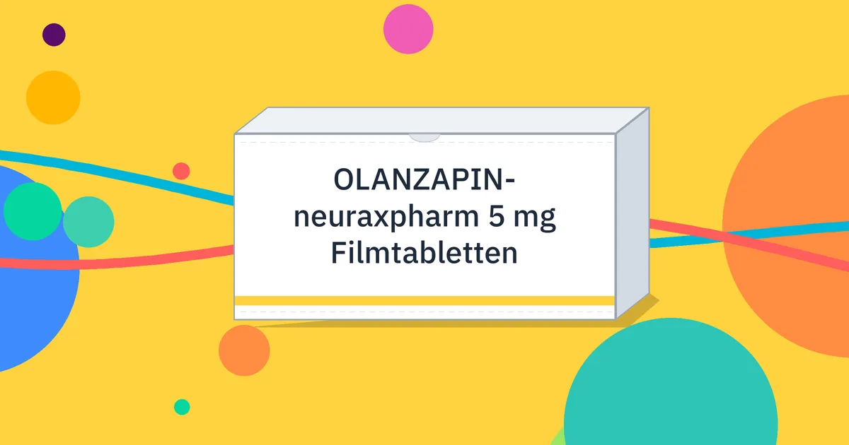 Symbolbild: Packung mit der Aufschrift OLANZAPIN-neuraxpharm 5 mg Filmtabletten (PZN 06082683) – Verfügbarkeit und Bezug in Apotheken in Frankfurt am Main