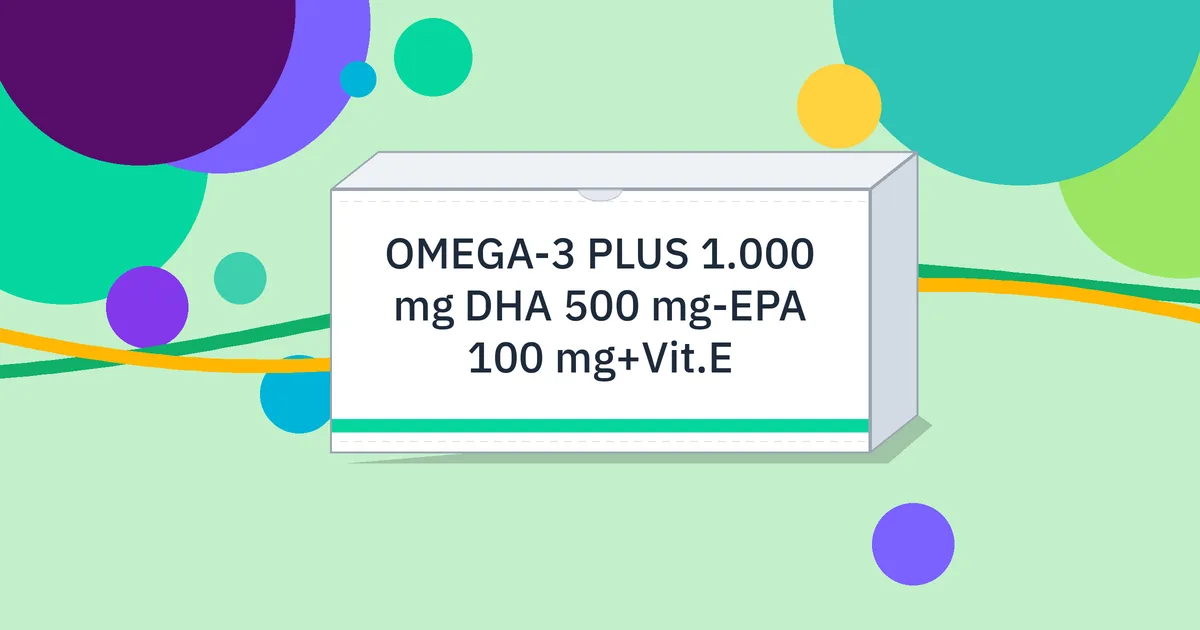 Symbolbild: Packung mit der Aufschrift OMEGA-3 PLUS 1.000 mg DHA 500 mg-EPA 100 mg+Vit.E (PZN 16804048) – Verfügbarkeit und Bezug in Apotheken in Frankfurt am Main