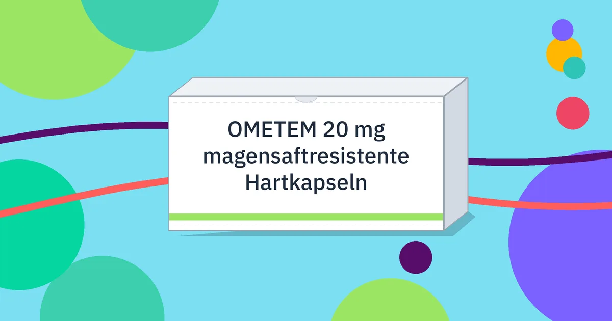 Symbolbild: Packung mit der Aufschrift OMETEM 20 mg magensaftresistente Hartkapseln (PZN 14033138) – Verfügbarkeit und Bezug in Apotheken in Frankfurt am Main