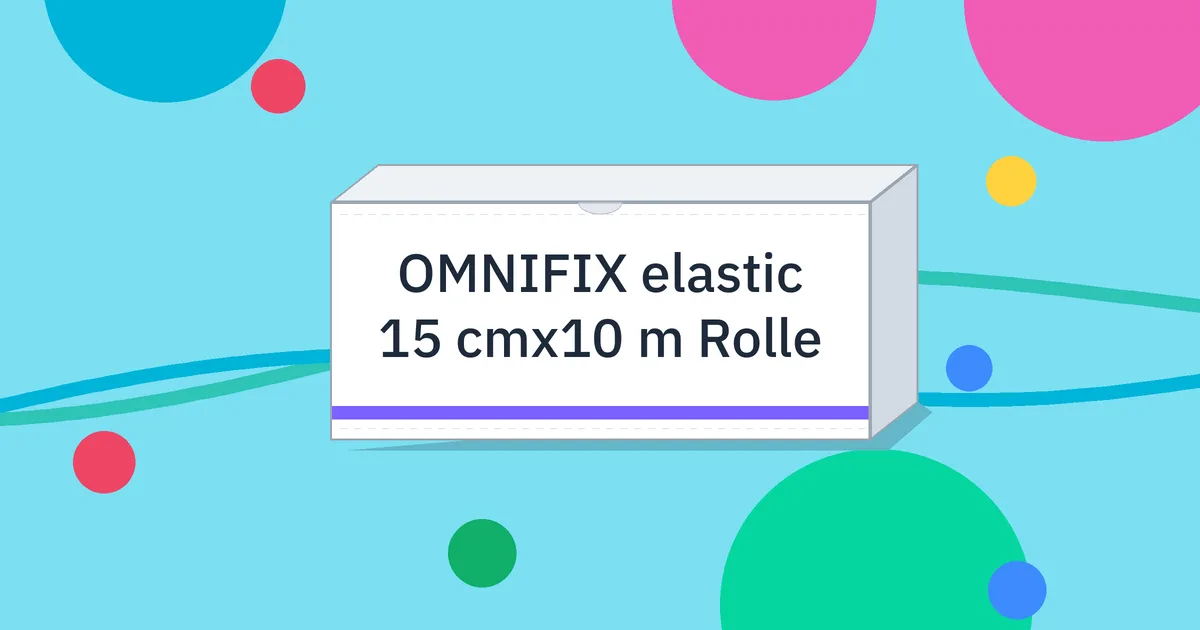 Symbolbild: Packung mit der Aufschrift OMNIFIX elastic 15 cmx10 m Rolle (PZN 18035855) – Verfügbarkeit und Bezug in Apotheken in Frankfurt am Main